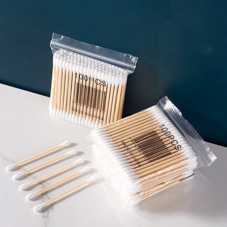 100 Count Zip Bag Round/Spiral/Pointed Bamboo Cotton Swabs | Kanmine ...